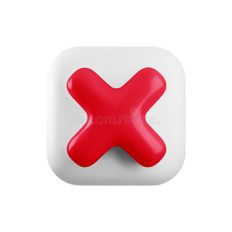 Vector 3d Red Cross X Realistic Icon. Trendy Plastic Wrong Red Check ...