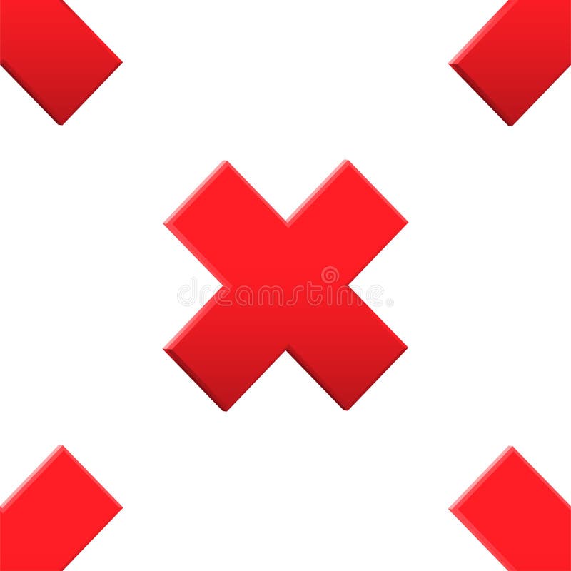 Vector 3d Red Cross Reject Icon. Seamless Pattern Stock Vector ...