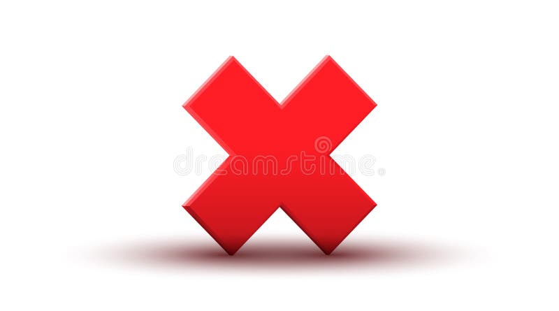 Vector 3d Red Cross Reject Icon. Wrong Mark Vote Shape Symbol Stock ...