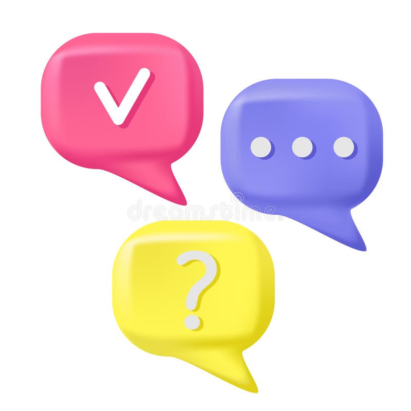 Vector 3d Render Speech Bubble. Question and Answer Bubble in Different ...