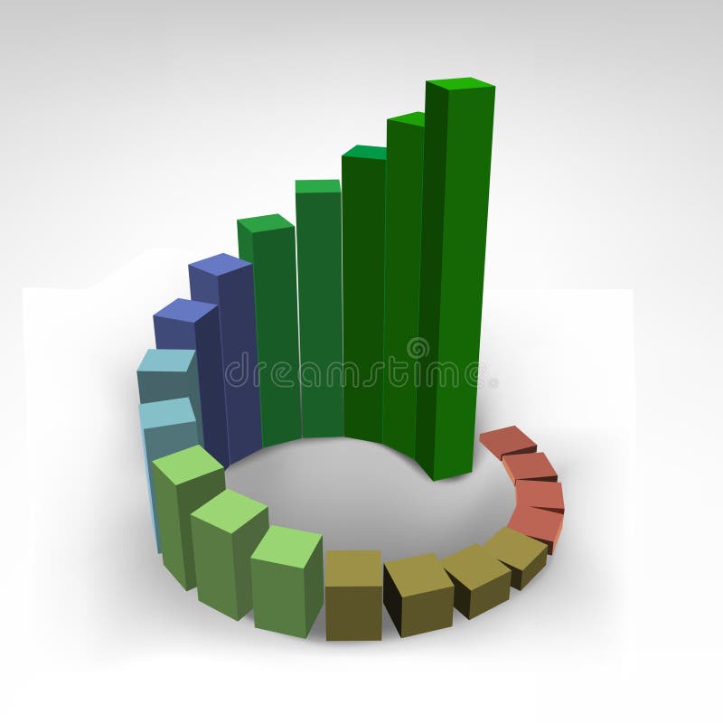 3d man in circular chart stock illustration. Illustration of ...