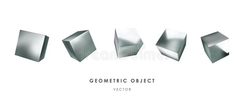 Vector 3d Silver Cubes on White Background. Realistic Design Elements ...