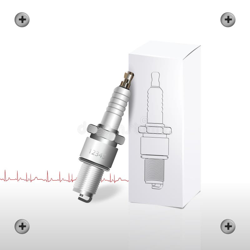 Vector 3D Spark Plug with Paper Packaging on a White Background ...