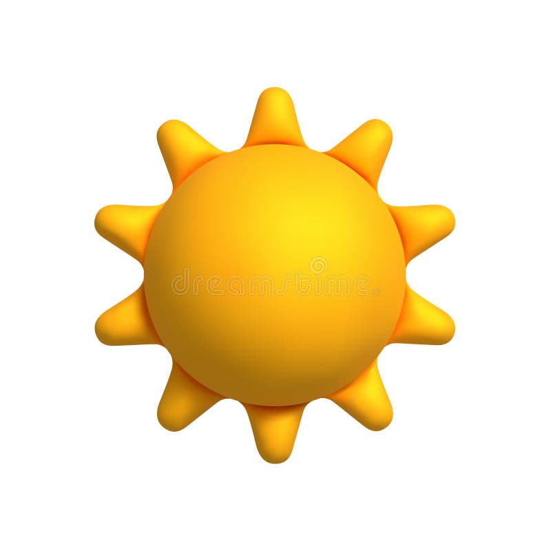 Vector 3d Style Sun Simple Weather Icon Isolated on White Background ...