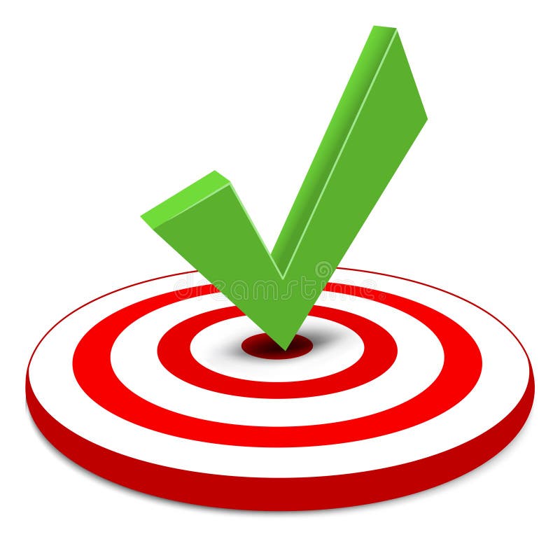 Vector 3d tick on target stock vector. Illustration of center - 170068271