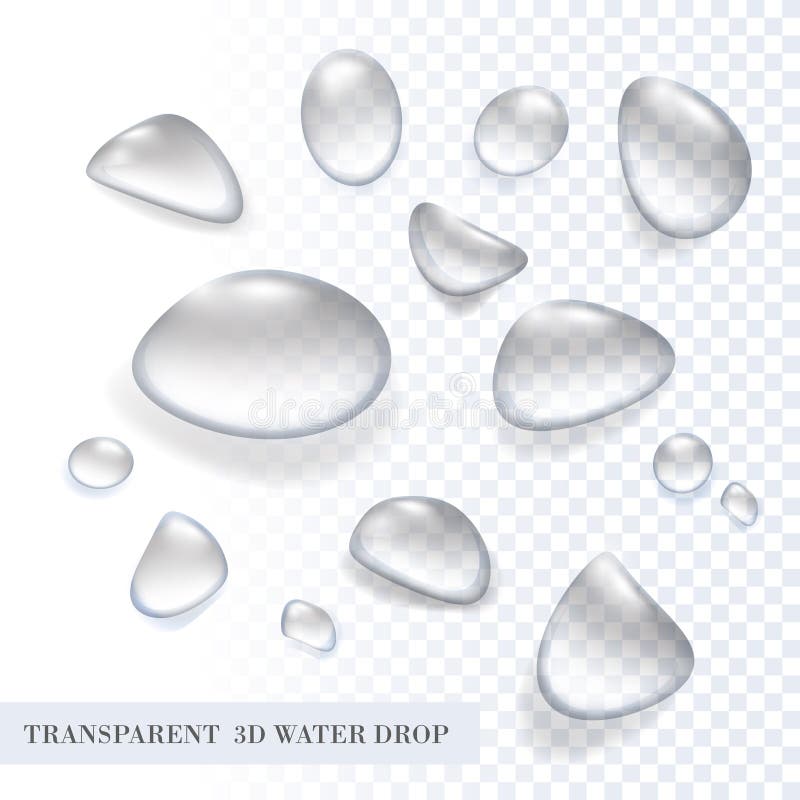 Vector 3D Transparent Pure Aqua Water Drop Set Stock Vector ...