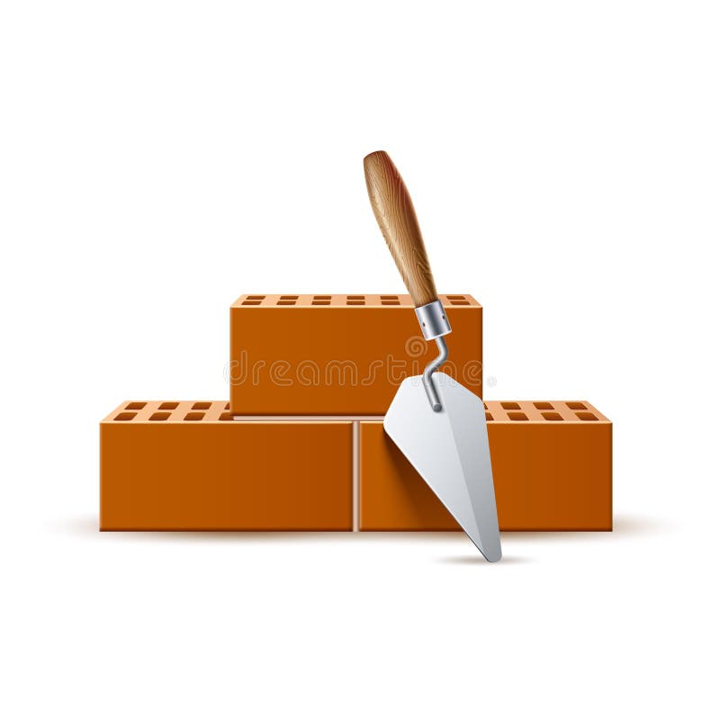 Vector 3d Trowel with Bricks Industrial Work Stock Vector ...