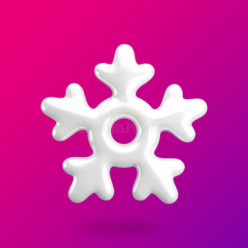 Vector 3d White Metallic Snowflake Icon on Gradient Background. Cute ...