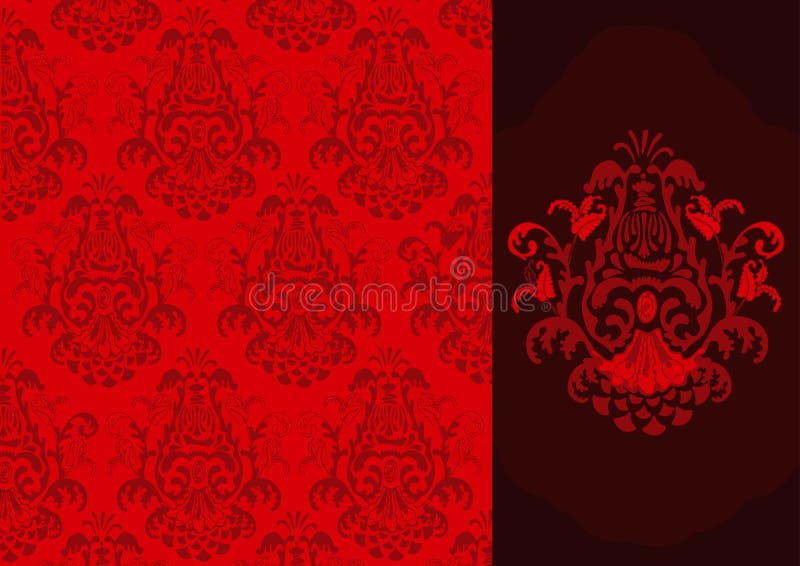 Red Damask Style Pattern stock vector. Illustration of clipart - 2401485
