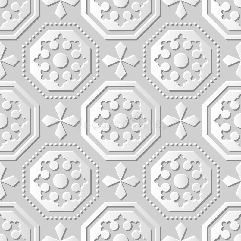 Vector Damask Seamless 3D Paper Art Pattern Background 064 Octagon ...