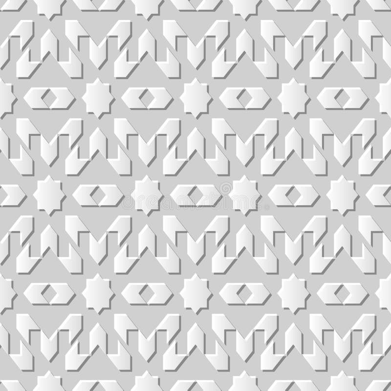 Vector Damask Seamless 3D Paper Art Pattern Background 252 Star Arrow ...