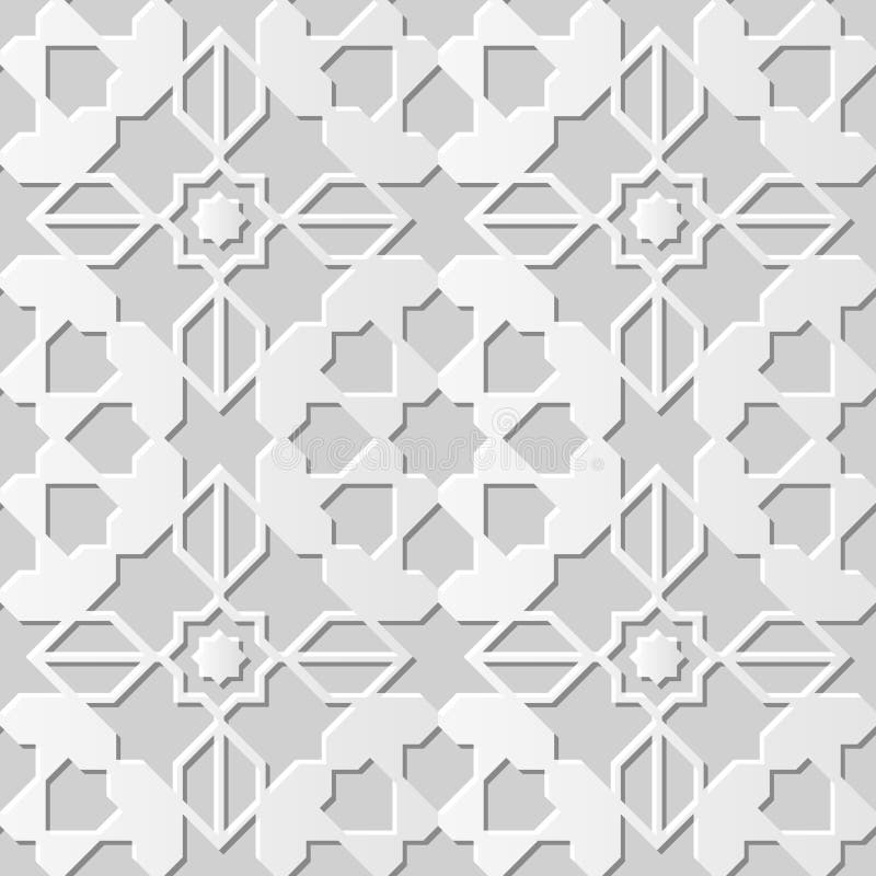Vector Damask Seamless 3D Paper Art Pattern Background 125 Star Cross ...