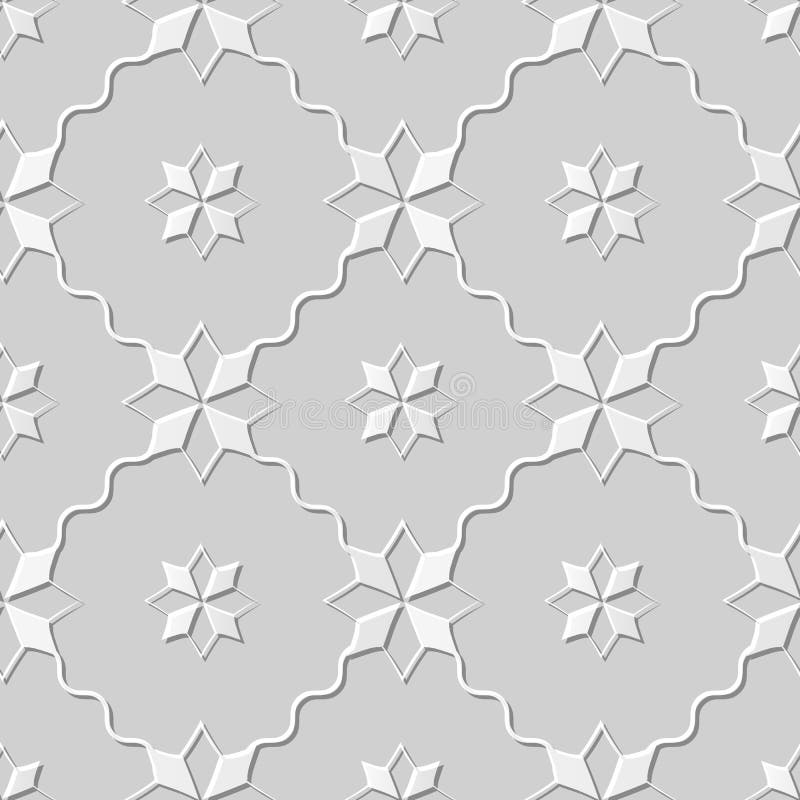 Vector Damask Seamless 3D Paper Art Pattern Background 172 Star Cross ...