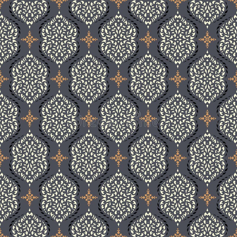 Vector Damask Seamless Pattern Stock Vector - Illustration of drapery ...
