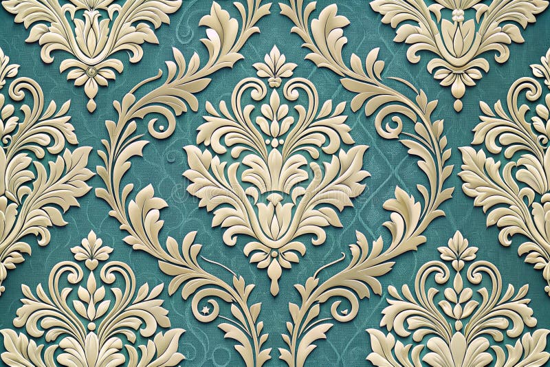 Vector Damask Seamless Pattern with 3D Elements Stock Illustration ...