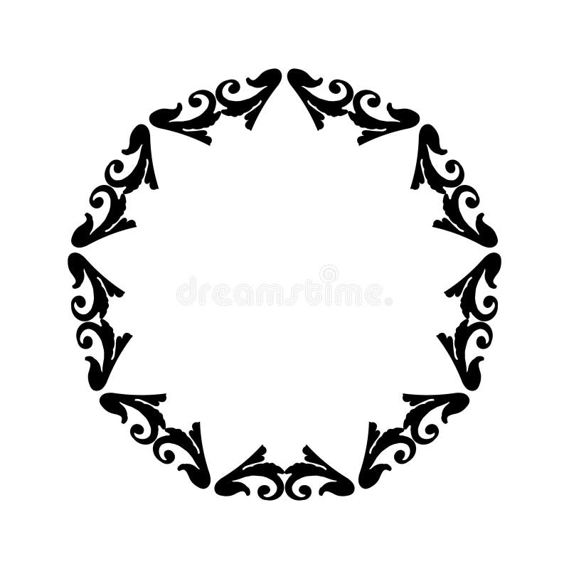 Vector Damask Vintage Baroque Circle Frame . Retro Abstract Floral Leaf ...