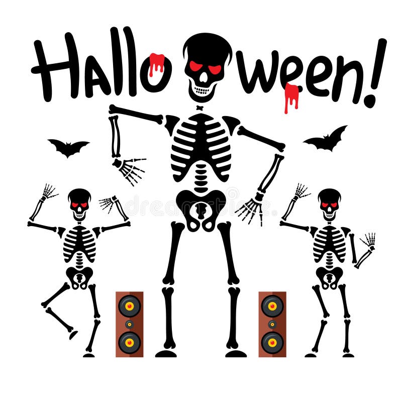 Vector Dancing Skeletons Cartoon Illustration. Stock Vector ...