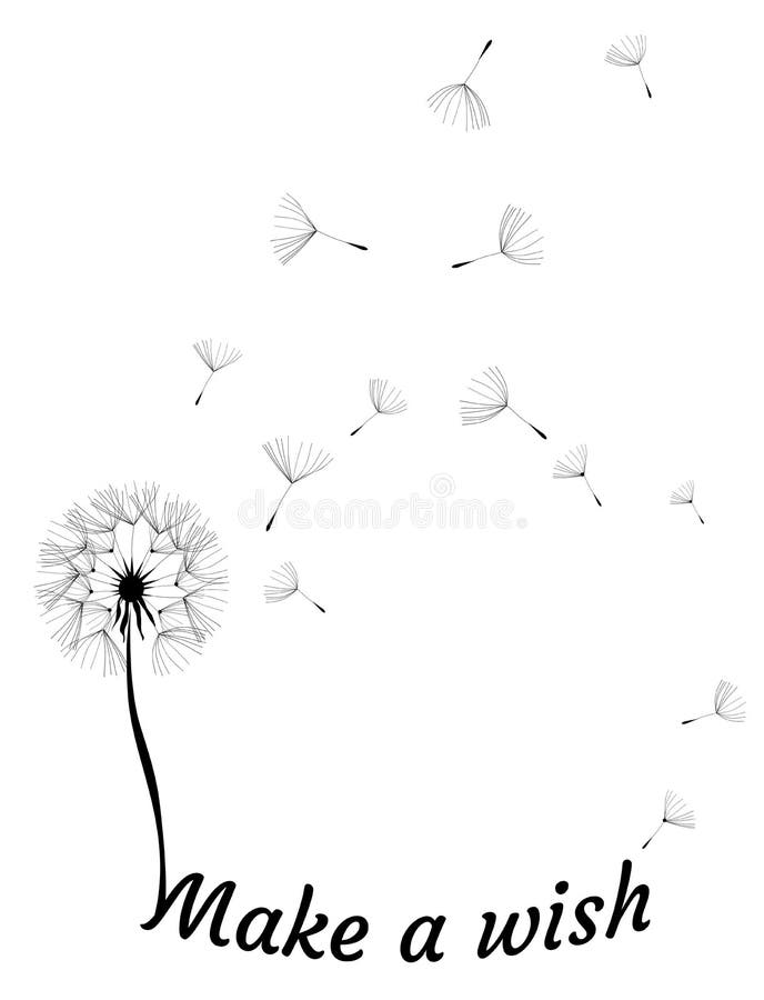 Vector Dandelion Make a Wish Stock Vector - Illustration of cute ...
