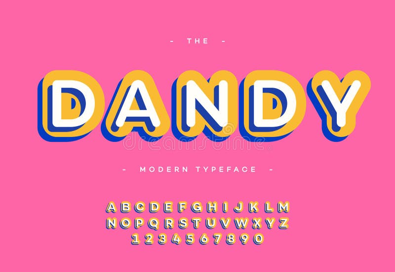 Vector Dandy Font 3d Bold Typography Sans Serif Colorful Style Stock ... Vector Dandy Font 3d Bold Typography Sans Serif Colorful Style Stock ...
