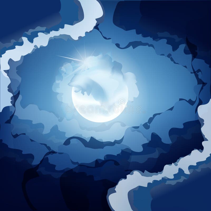 Vector Dark Blue Night Sky and the Moon Stock Vector - Illustration of ...