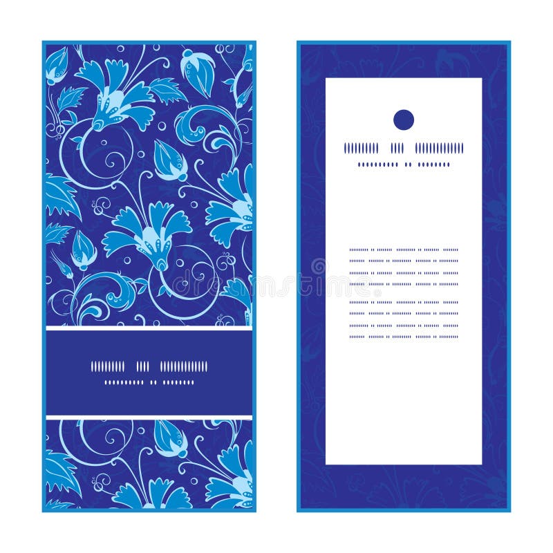 Dark Blue Turkish Floral Vertical Frame Pattern Invitation Stock ...