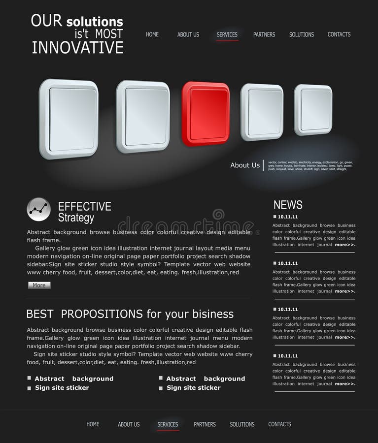 Vector Dark Gray Website For Your Business Stock Vector - Illustration ...