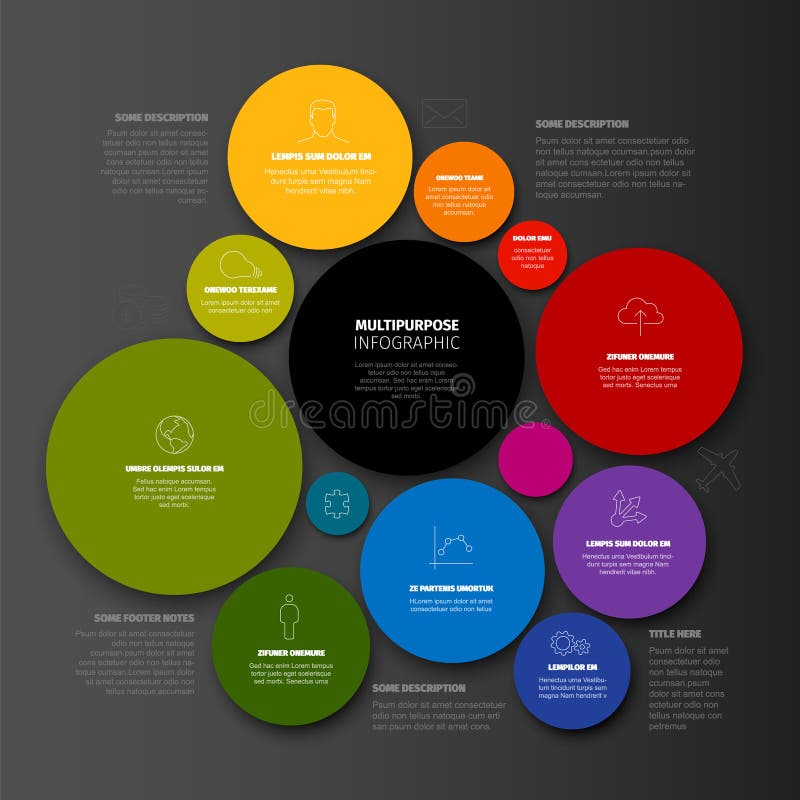 Vector Dark Minimalist Colorful Infographic Template Made from Circles ... Vector Dark Minimalist Colorful Infographic Template Made from Circles ...
