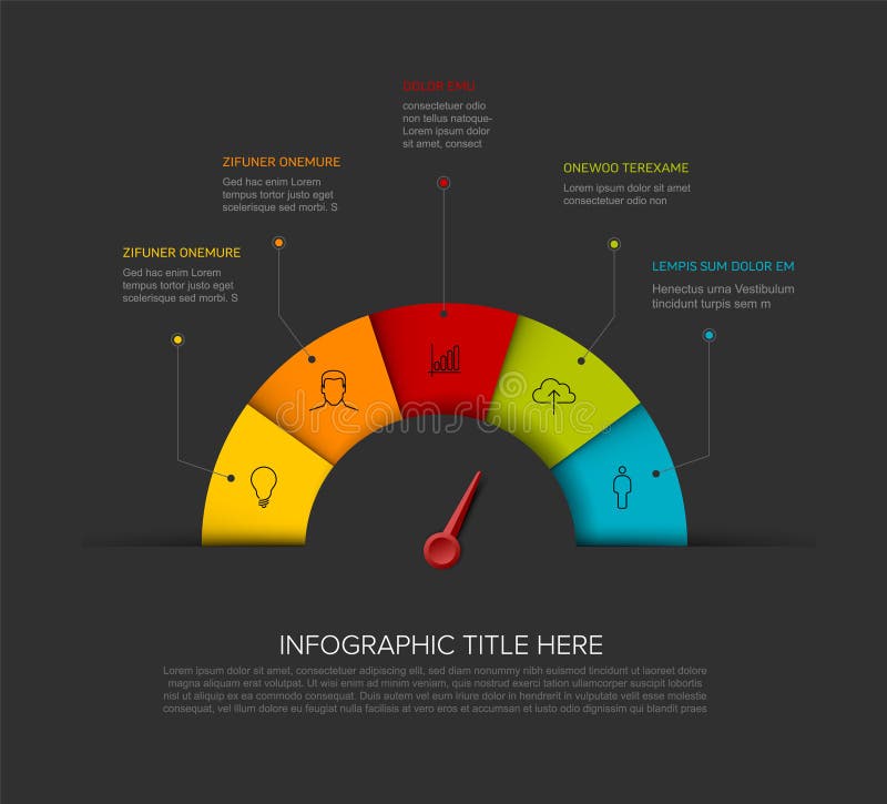 Vector Dark Multipurpose Infographic Five Elements Template with Needle ...