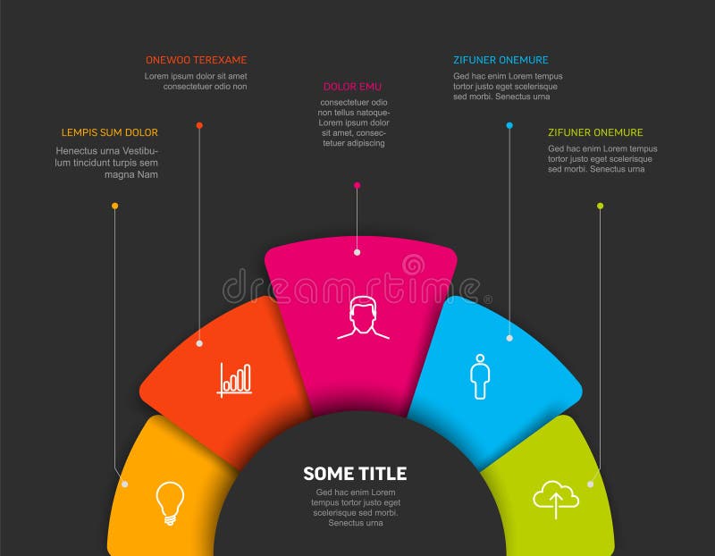 Vector Dark Multipurpose Infographic Five Rounded Elements Template ... Vector Dark Multipurpose Infographic Five Rounded Elements Template ...