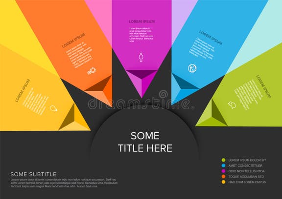 Vector Dark Multipurpose Infographic Template with Five Triangle Arrows ...