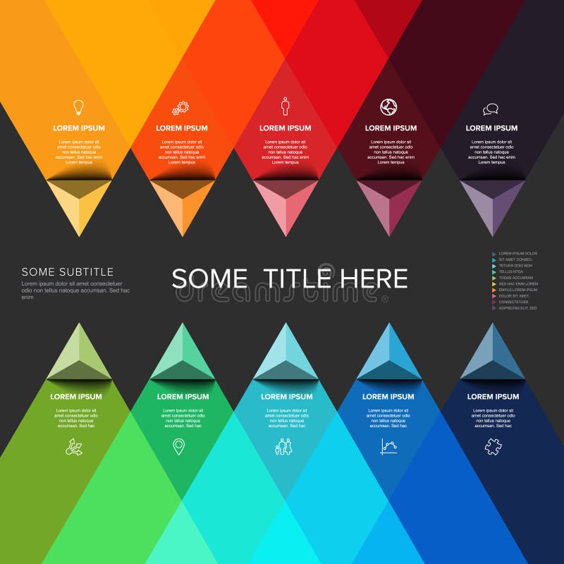 Vector Dark Multipurpose Infographic Template with Ten Triangle Arrows ...