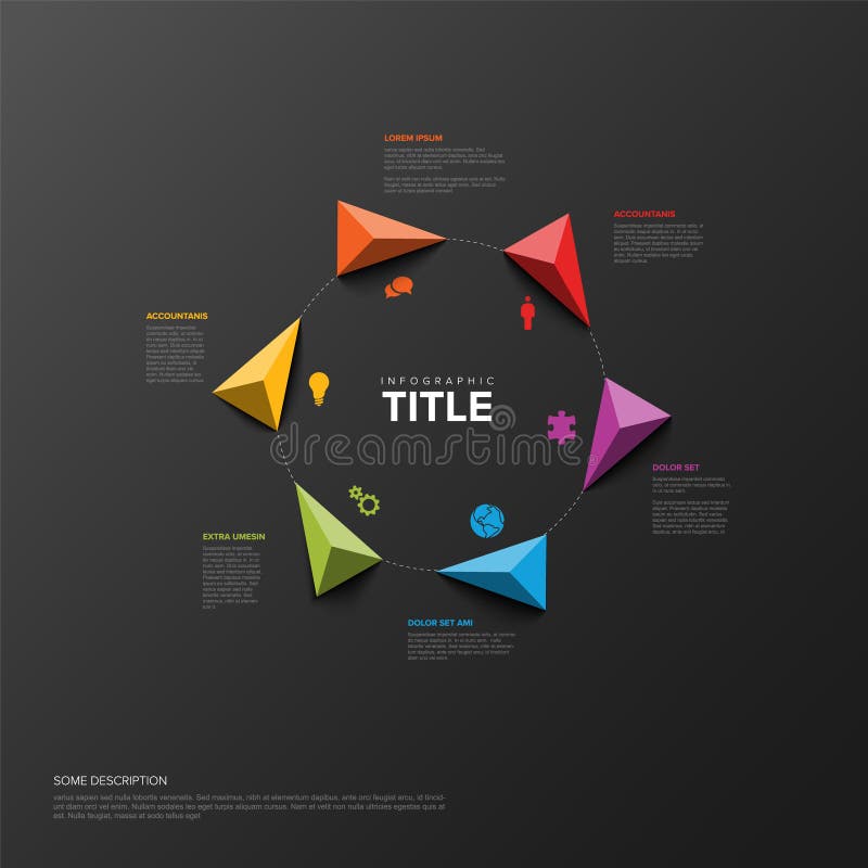 Vector Dark Multipurpose Infographic Template with Title and Six ...