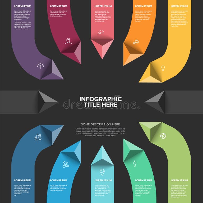 Vector Dark Multipurposevertical Infographic Template with Ten Stripes ...