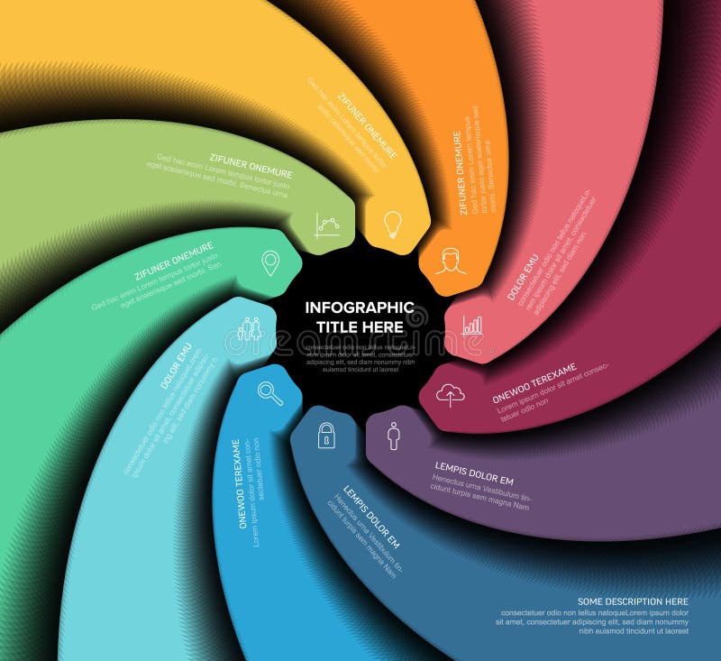 Vector Dark Rainbow Color Spiral Icon Elements in Multipurpose ...