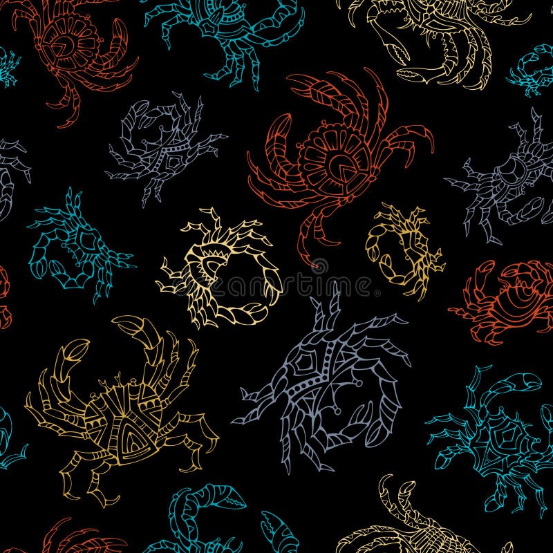 Seamless crabs pattern stock vector. Illustration of seamless - 89312055