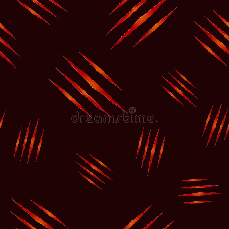 Vector Dark Seamless Pattern with Claw Marks, Halloween Illustration ...