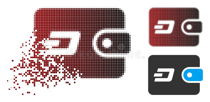 Dissipated Pixel Halftone Dash Pouch Icon Stock Vector - Illustration ...