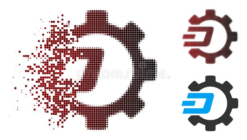 Damaged Pixel Halftone Dash Process Gear Icon Stock Vector ...