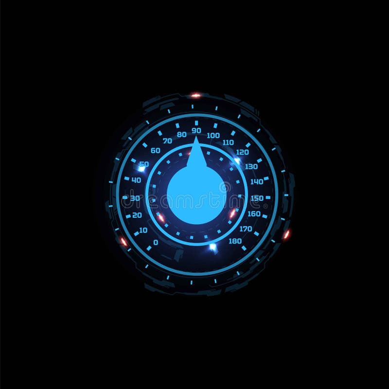 Vector Dashboard with Speedometer in Neon Blue Glow, with Dial and ...