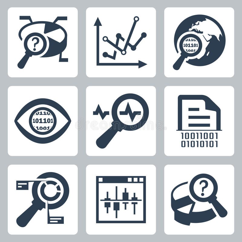 Data Analysis Icons Over White Stock Vector - Illustration of plan ...