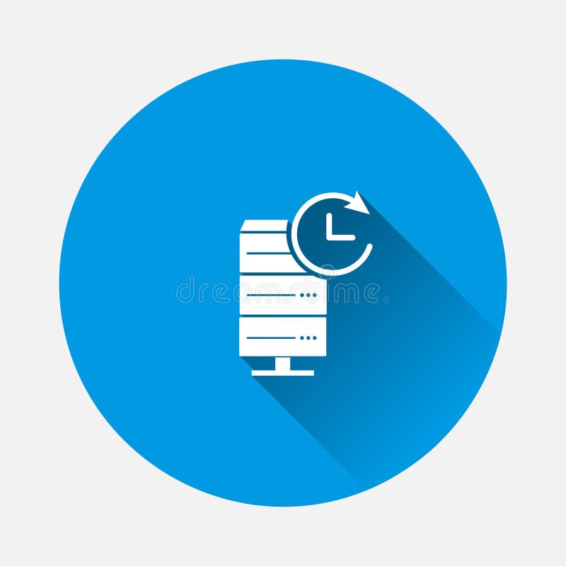 Vector Data Center Icon. Illustration Server and Clock Icon on Blue ...