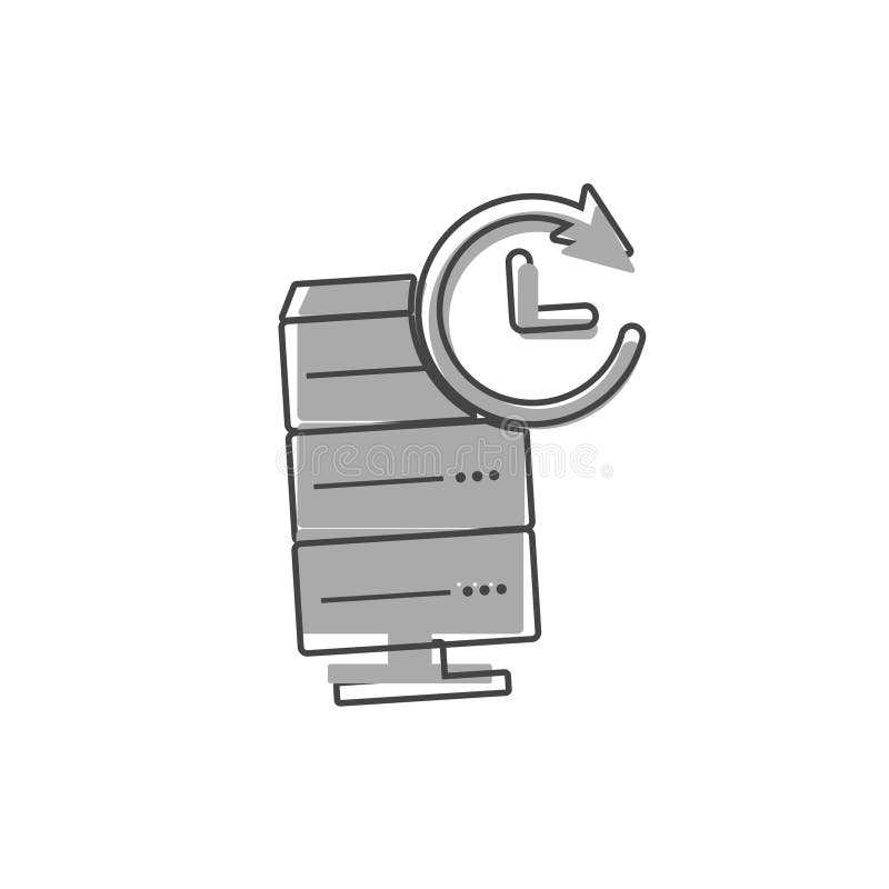 Vector Data Center Icon. Illustration Server and Clock on White ...