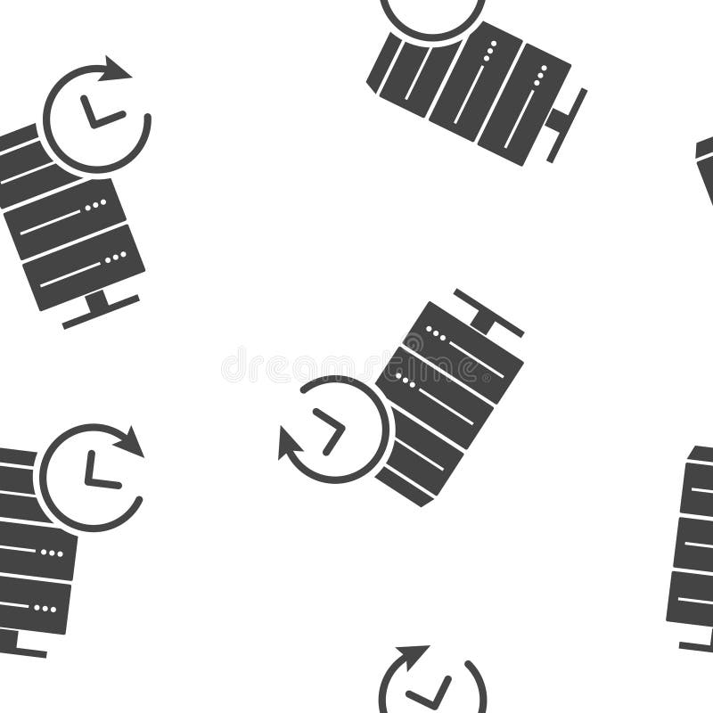 Vector Data Center Icon. Illustration Server and Clock Seamless Pattern ...