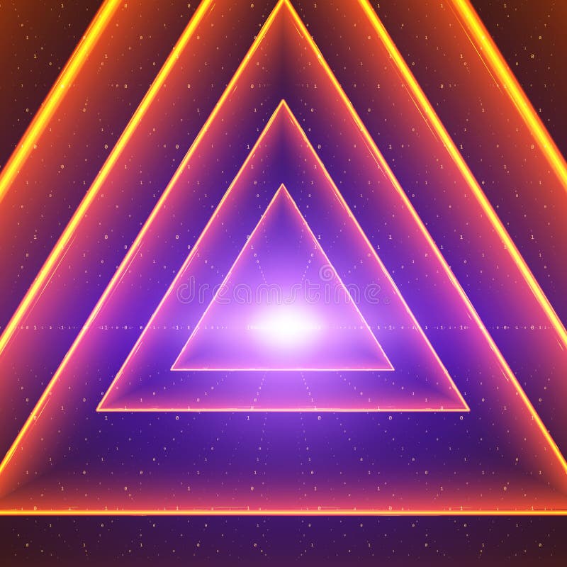 Vector Data Flow Visualization Triangle Glowing Tunnel Of Colorful Big Data Flow As Binary