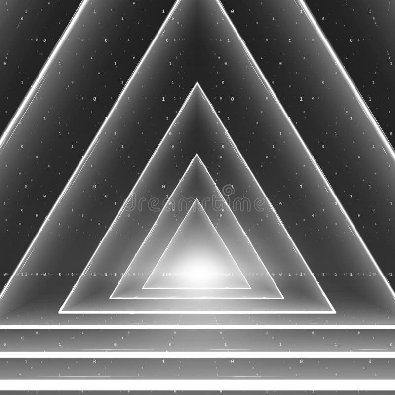Vector Data Flow Visualization Triangle Glowing Tunnel Of Grayscale Big Data Flow As Binary