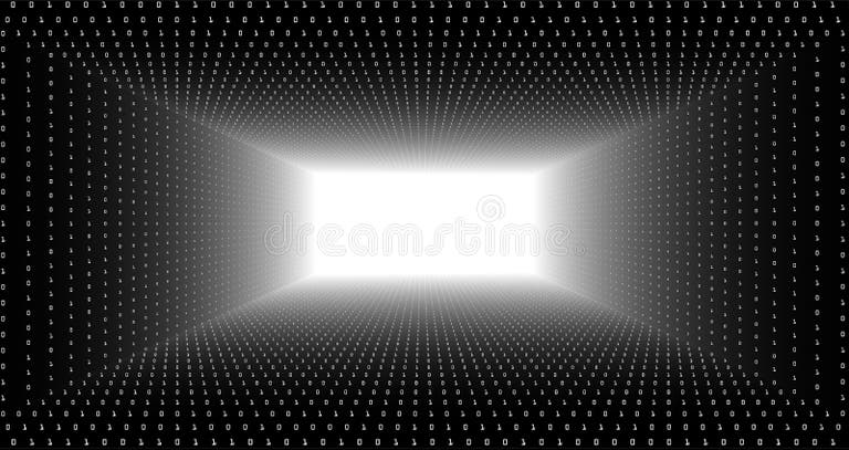 Vector Data Flow Visualization. Triangle Tunnel of Big Data Flow As Binary Numbers Strings Stock ...