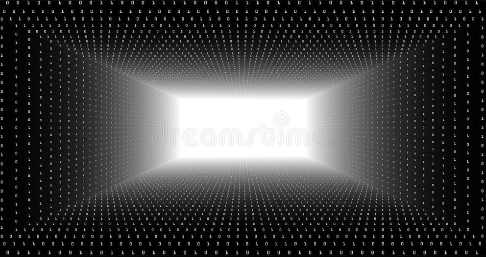 Vector Data Flow Visualization. Triangle Tunnel of Big Data Flow As Binary Numbers Strings Stock ...