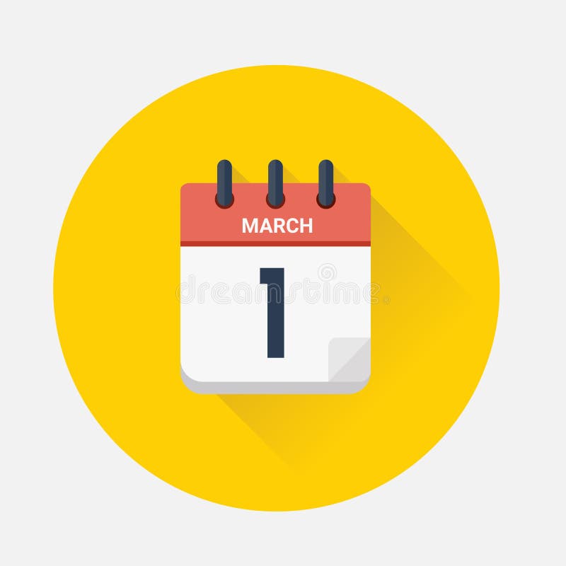 Vector of Day Calendar with Date March 1st, 2018 Stock Illustration ...