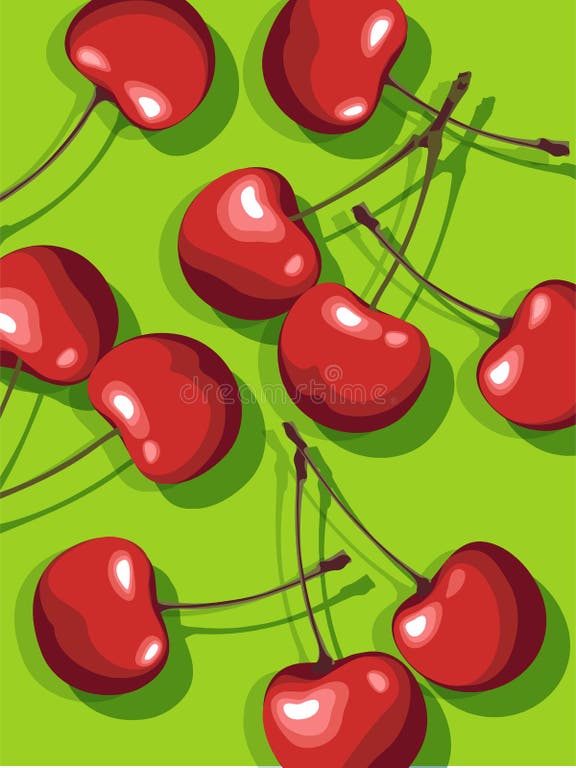 Vector De Cerezas Dispersadas Ilustración del Vector - Ilustración de ...