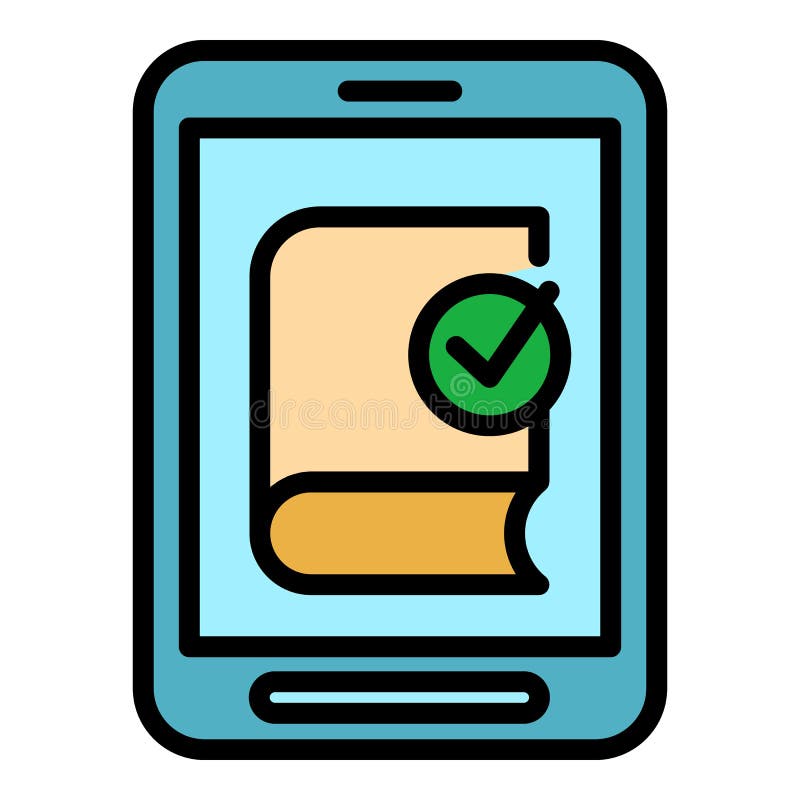 Vector De Color De Icono De Libro Digital Aprobado Ilustración del ...